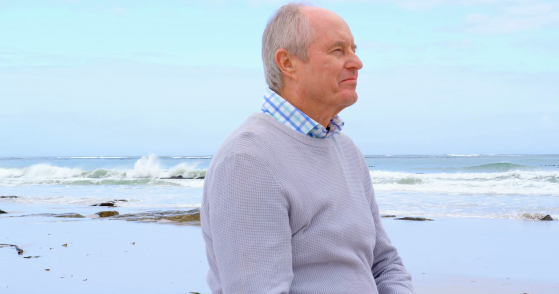 Side view of old caucasian senior man walking at beach 4k Stock Video ...