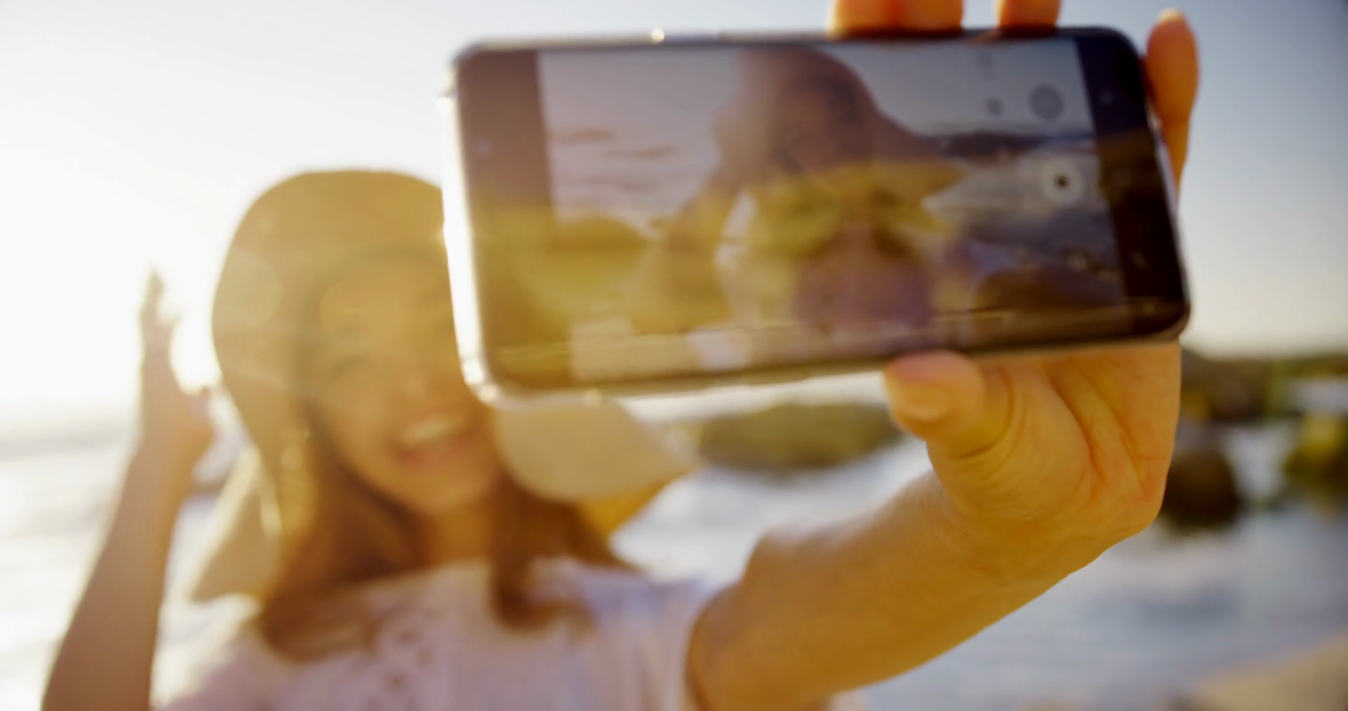 Woman Taking Selfie With Mobile Phone On Stock Footage SBV-346584669 ...