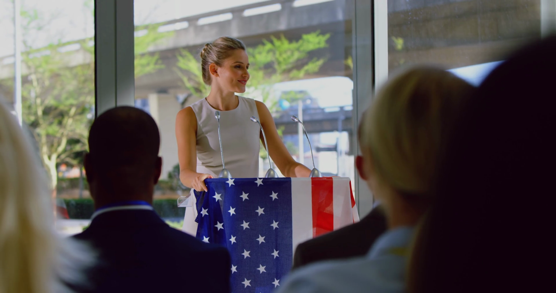 Businesswoman Raising Hand In Political Stock Footage SBV-346585180 ...