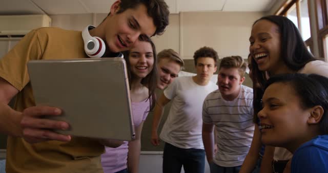 Highschool Pupil Watching Video In Classroom Stock Footage: Royalty ...