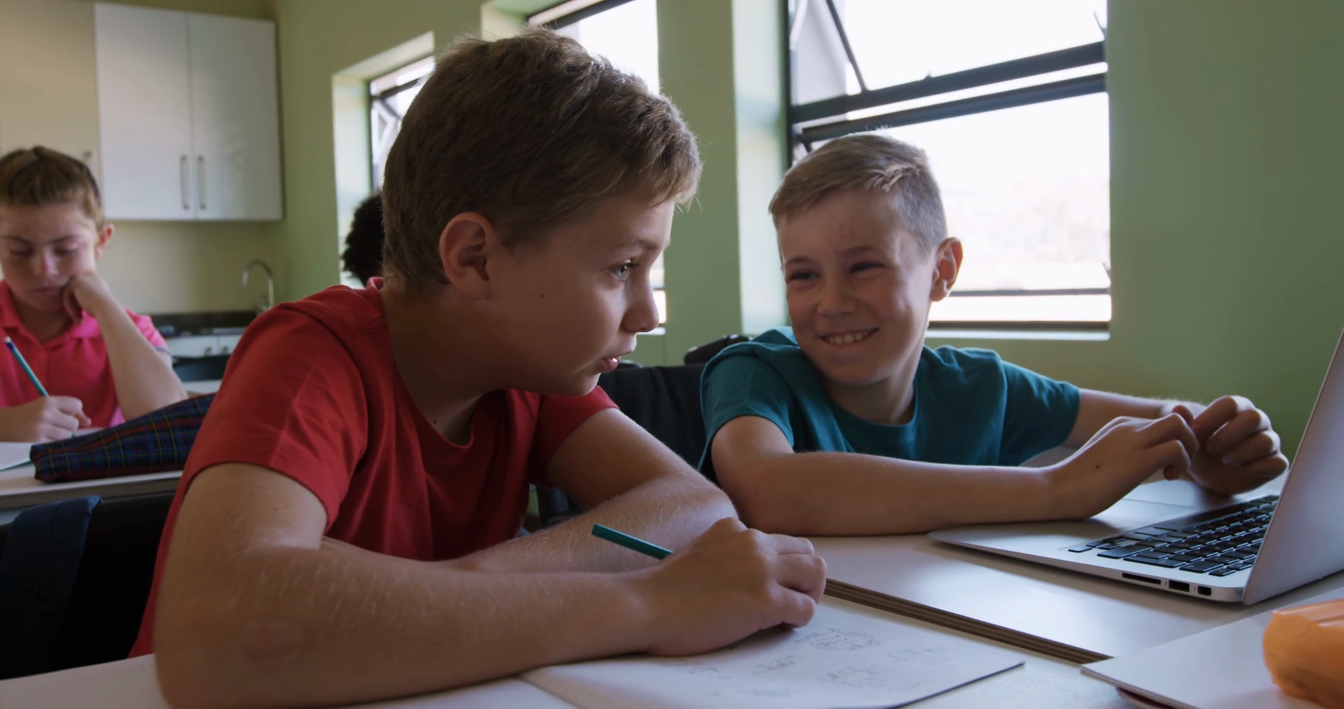 Two Boys Talking In Class Stock Footage SBV-346592627 - Storyblocks