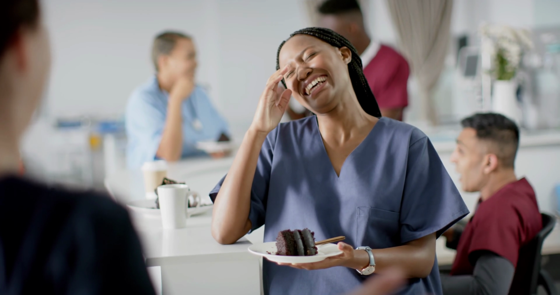 Diverse Male Female Doctors Eating Birthday Stock Footage SBV-349301880 ...