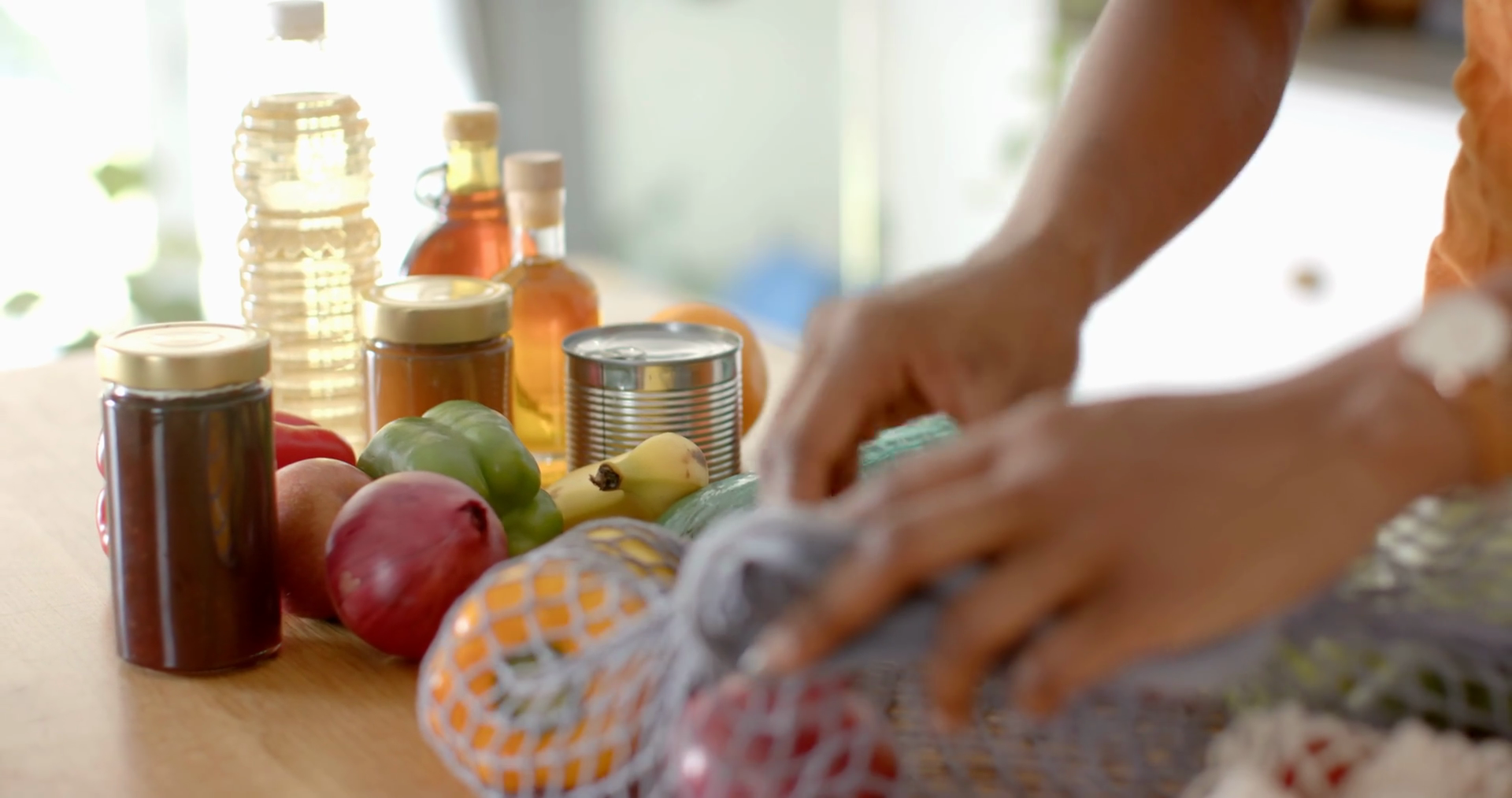 Arranging Groceries On Kitchen Counter Stock Footage SBV-352149259 ...