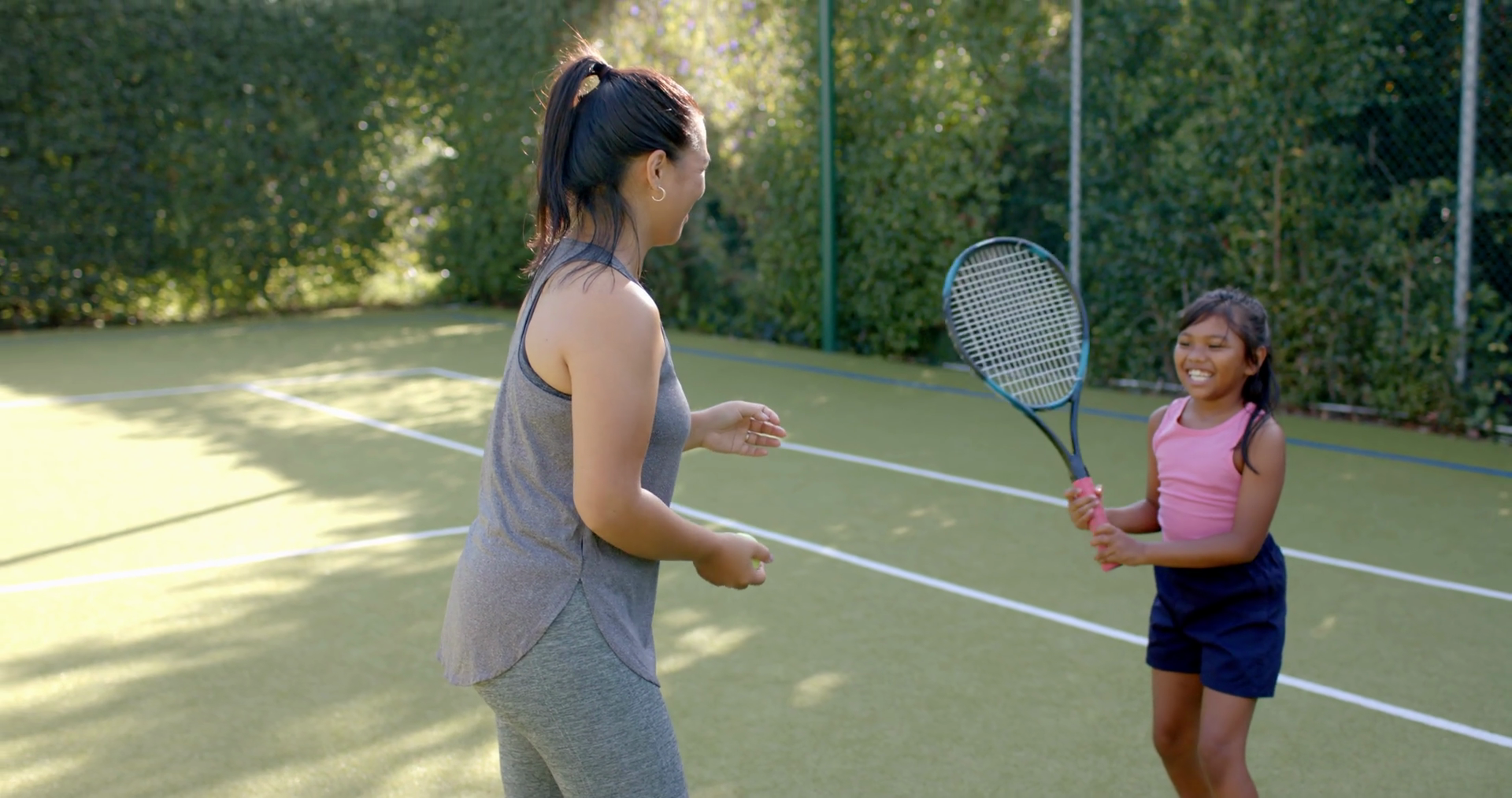 Playing Tennis Woman Coaching Young Girl On Stock Footage SBV-352132555 ...