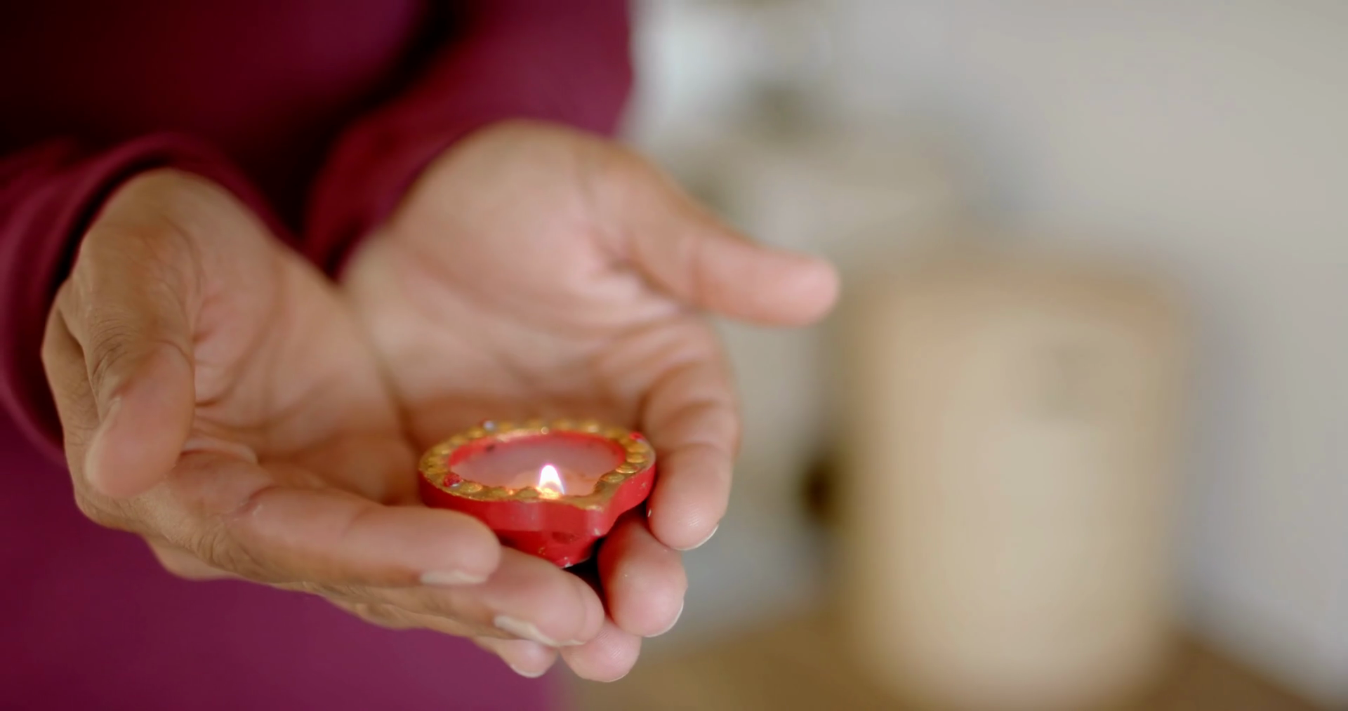 Holding Lit Diya Person Celebrating Stock Footage SBV-352121320 ...