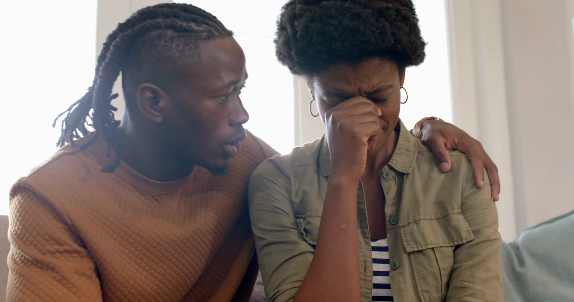 Comforting Partner African American Man Stock Footage SBV-352102434 ...