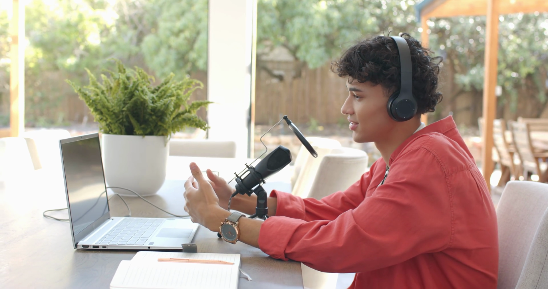 Recording Podcast Teenage Boy With Stock Footage SBV-352075115 ...