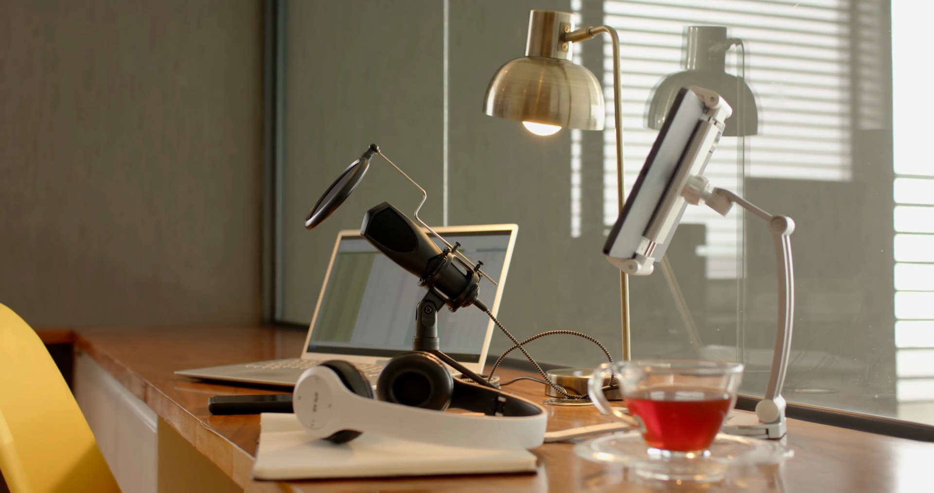 Recording Podcast Microphone Headphones On Stock Footage SBV-352075650 ...