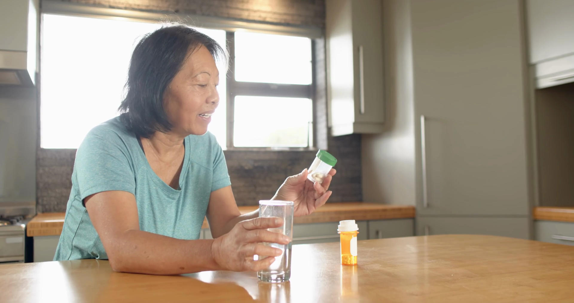 Senior Asian Woman Holding Medication Glass Stock Footage SBV-352063774 ...