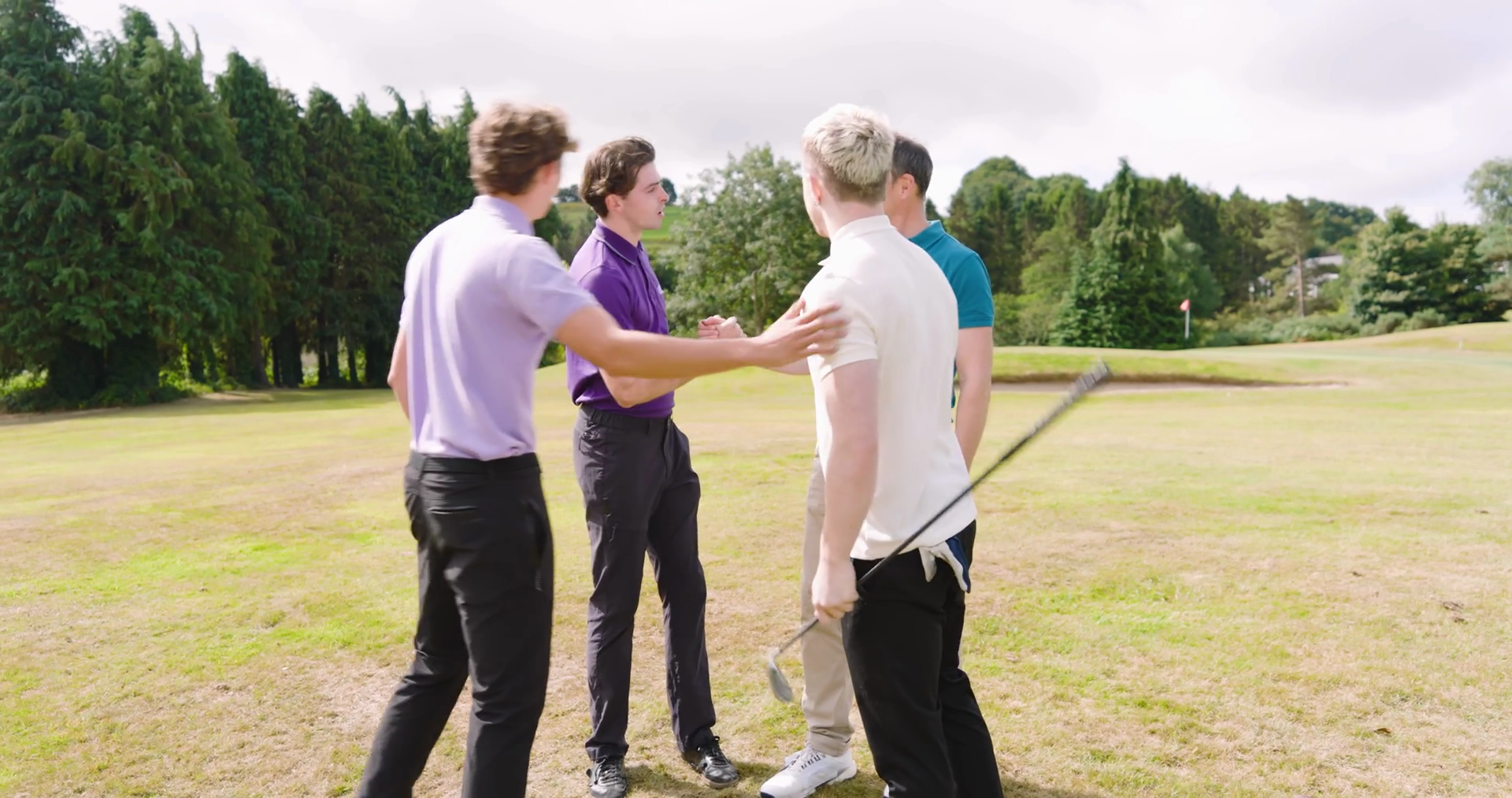 Male Golf Players Wearing Uniforms Holding Stock Footage SBV-352064226 ...