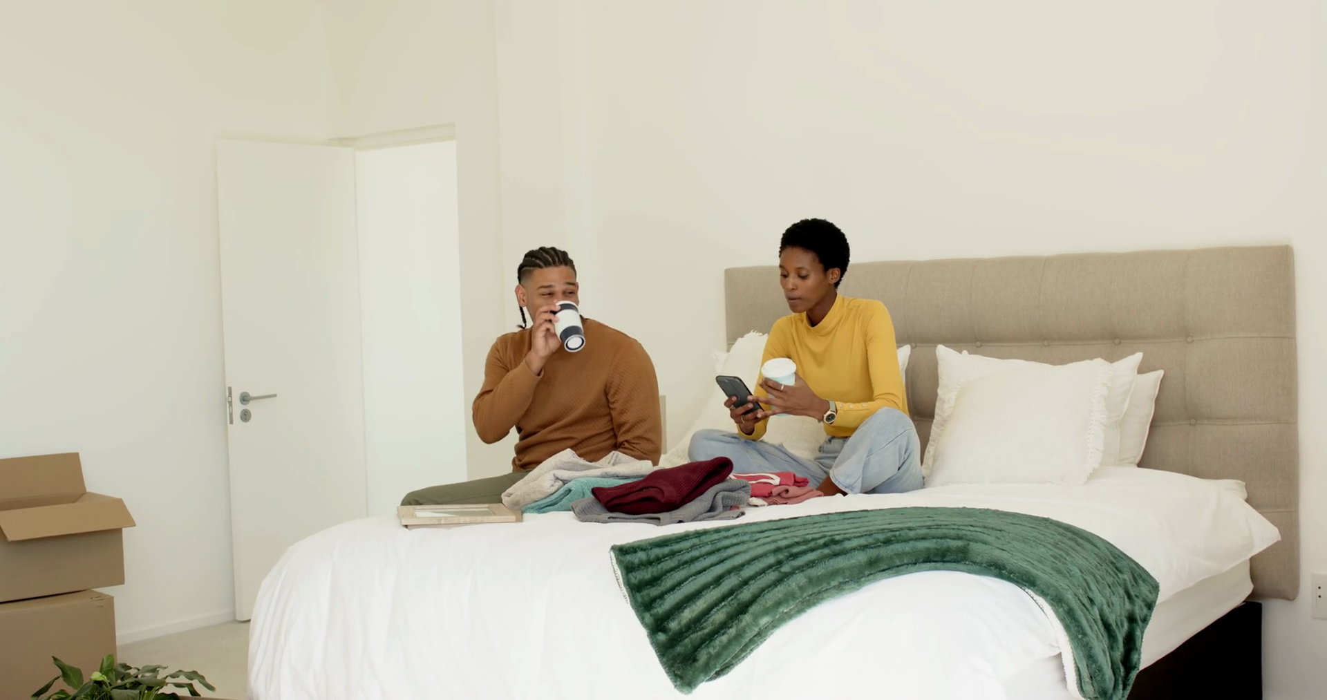 Man Entering In Bedroom Holding Carton Stock Footage SBV-352817620 ...