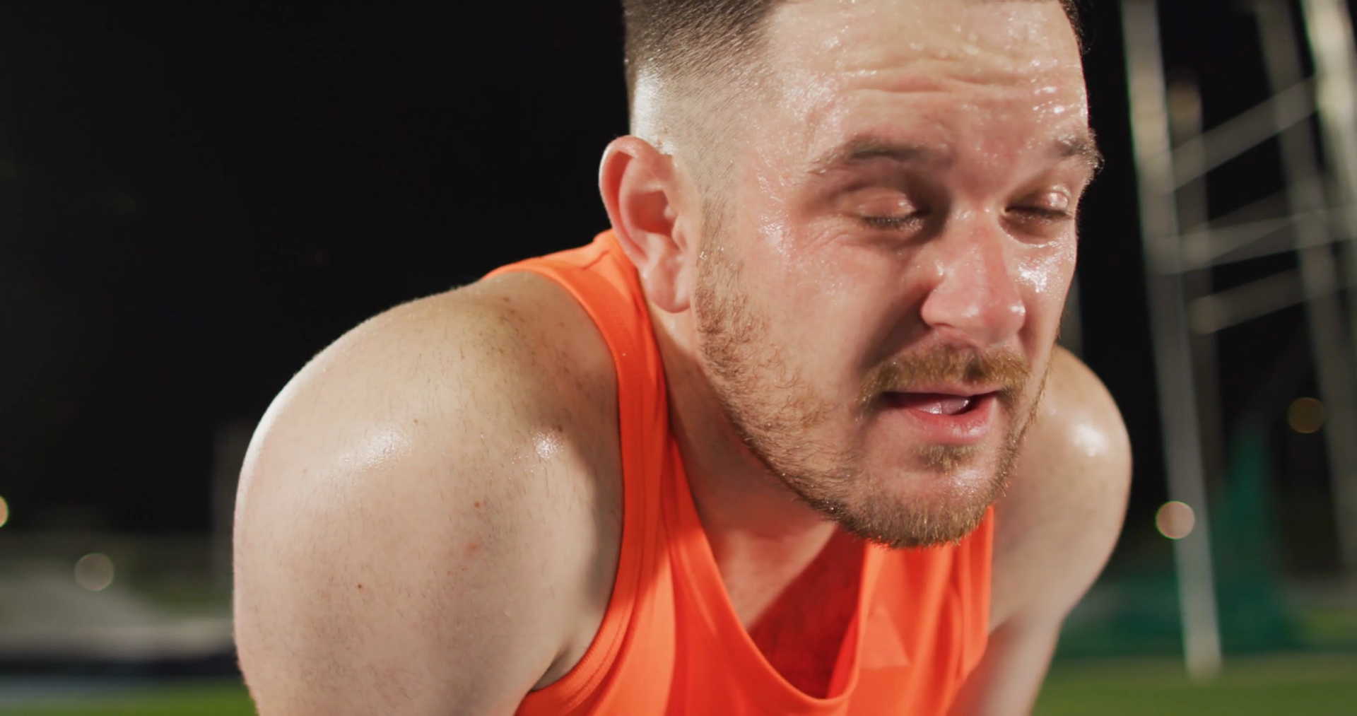 Tired Caucasian Male Athlete Sweating Stock Footage SBV-348516911 ...