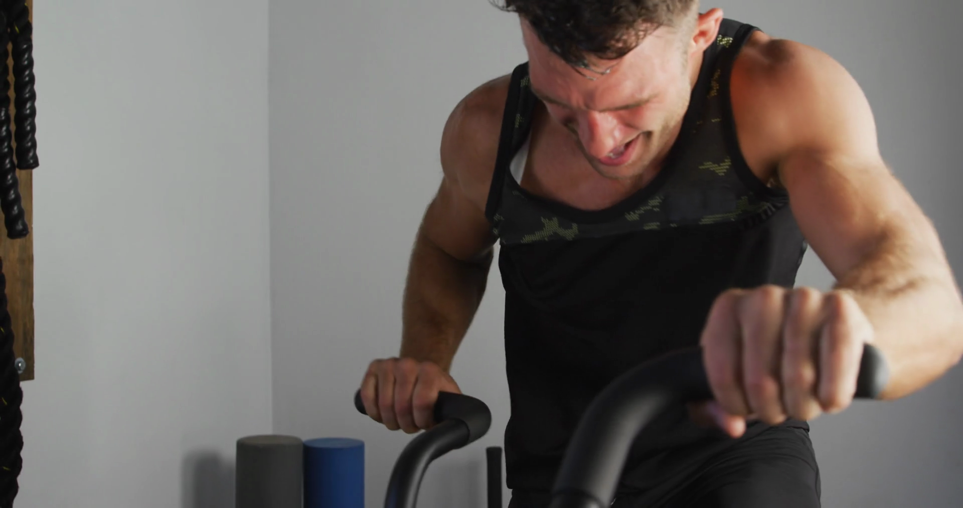 Fit Sweaty Caucasian Man Exercising On Stock Footage SBV-348516920 ...