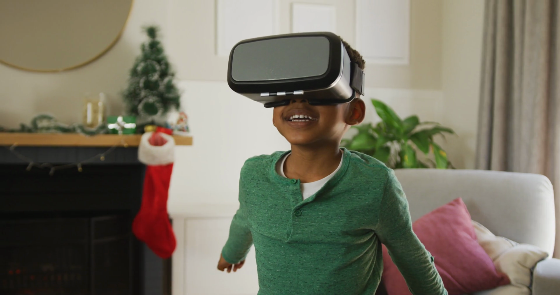 Happy African American Boy Wearing Vr Stock Footage SBV-348372792 ...