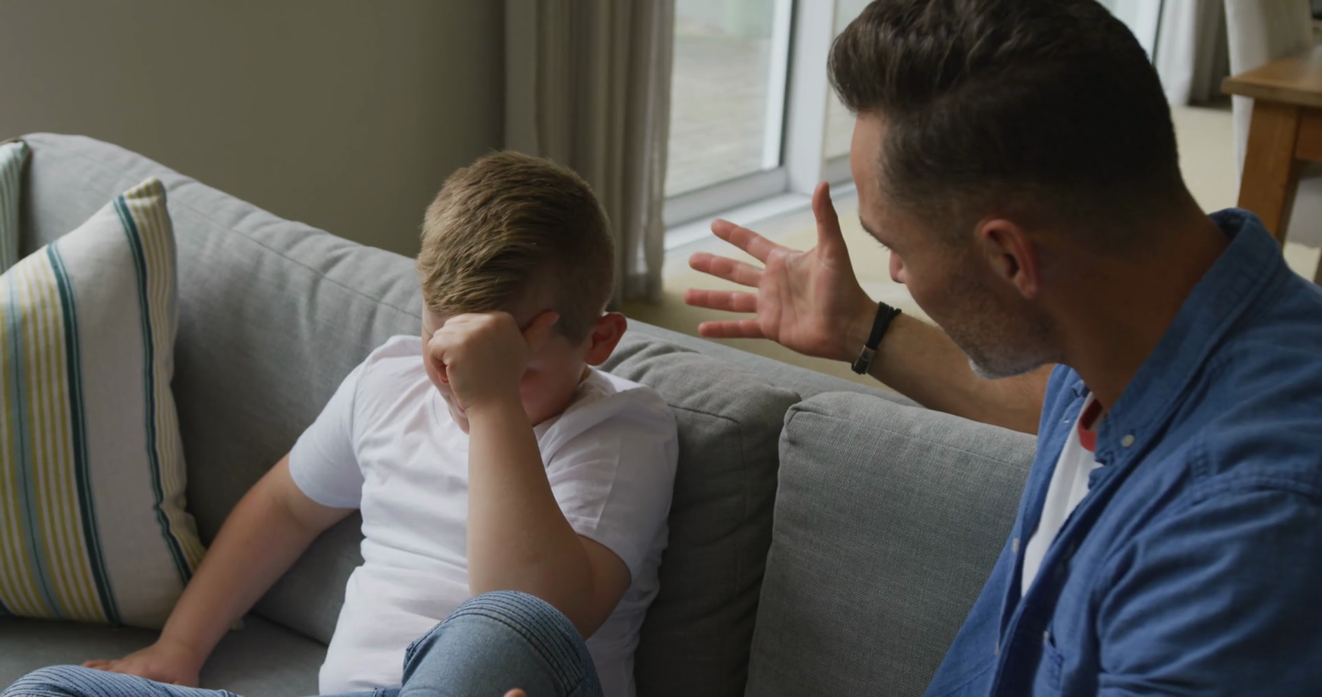 Caucasian Father Talking With Sad Son Stock Footage SBV-348474149 ...