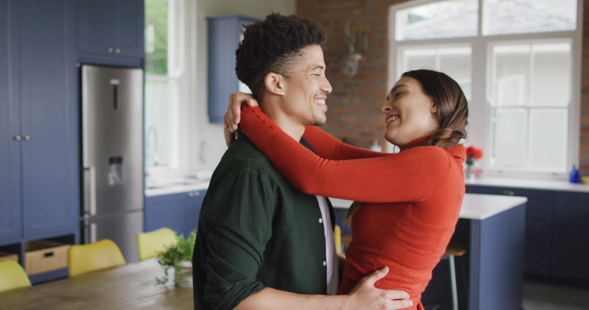 Happy Biracial Couple Embracing Smiling Stock Footage SBV-348474966 ...