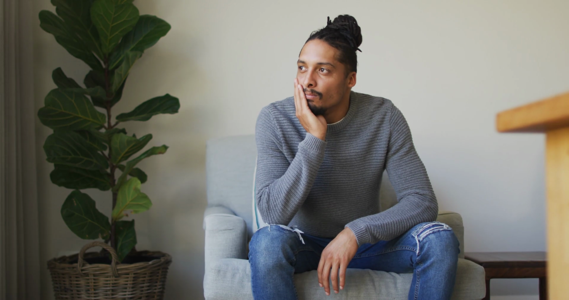 Thoughtful Biracial Man With Dreadlocks In Stock Footage SBV-348472288 ...