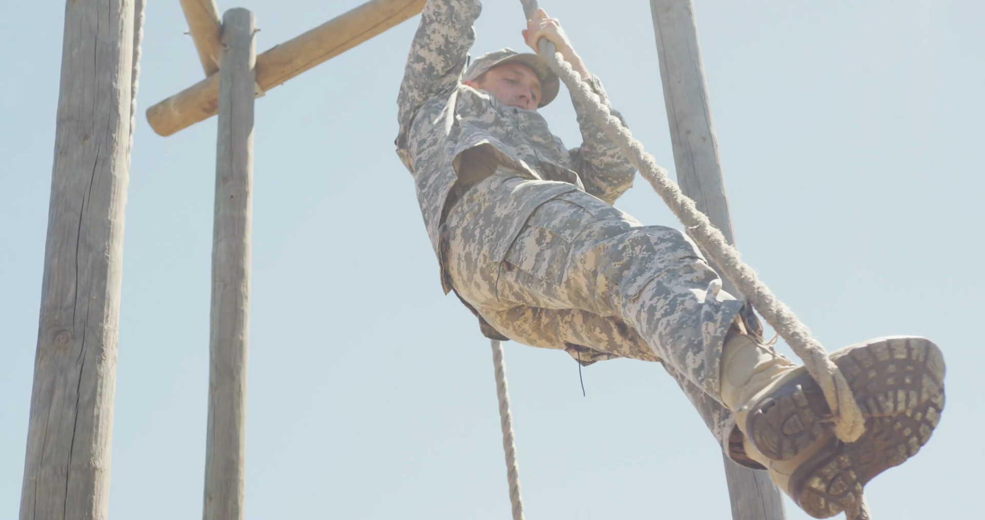 Caucasian Male Soldier In Uniform Climbing Stock Footage SBV-348603914 ...