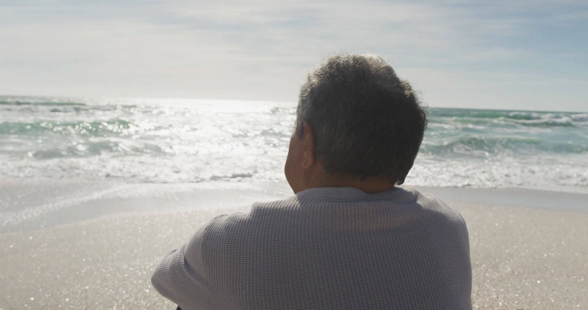 Back View Of Hispanic Senior Man Sitting On Stock Footage SBV-348421323 ...