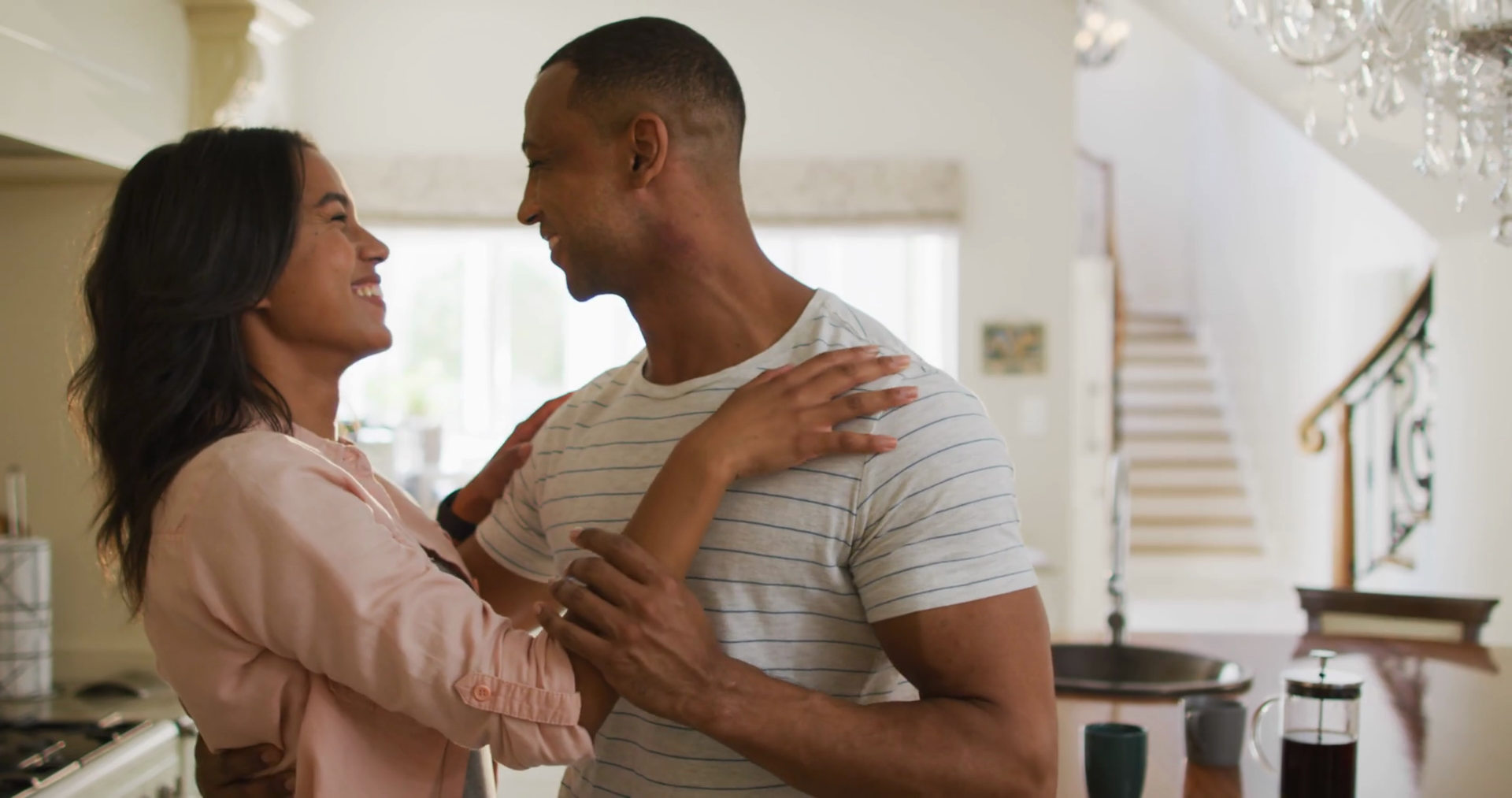 Happy Biracial Couple Dancing Together In Stock Footage SBV-348423895 ...