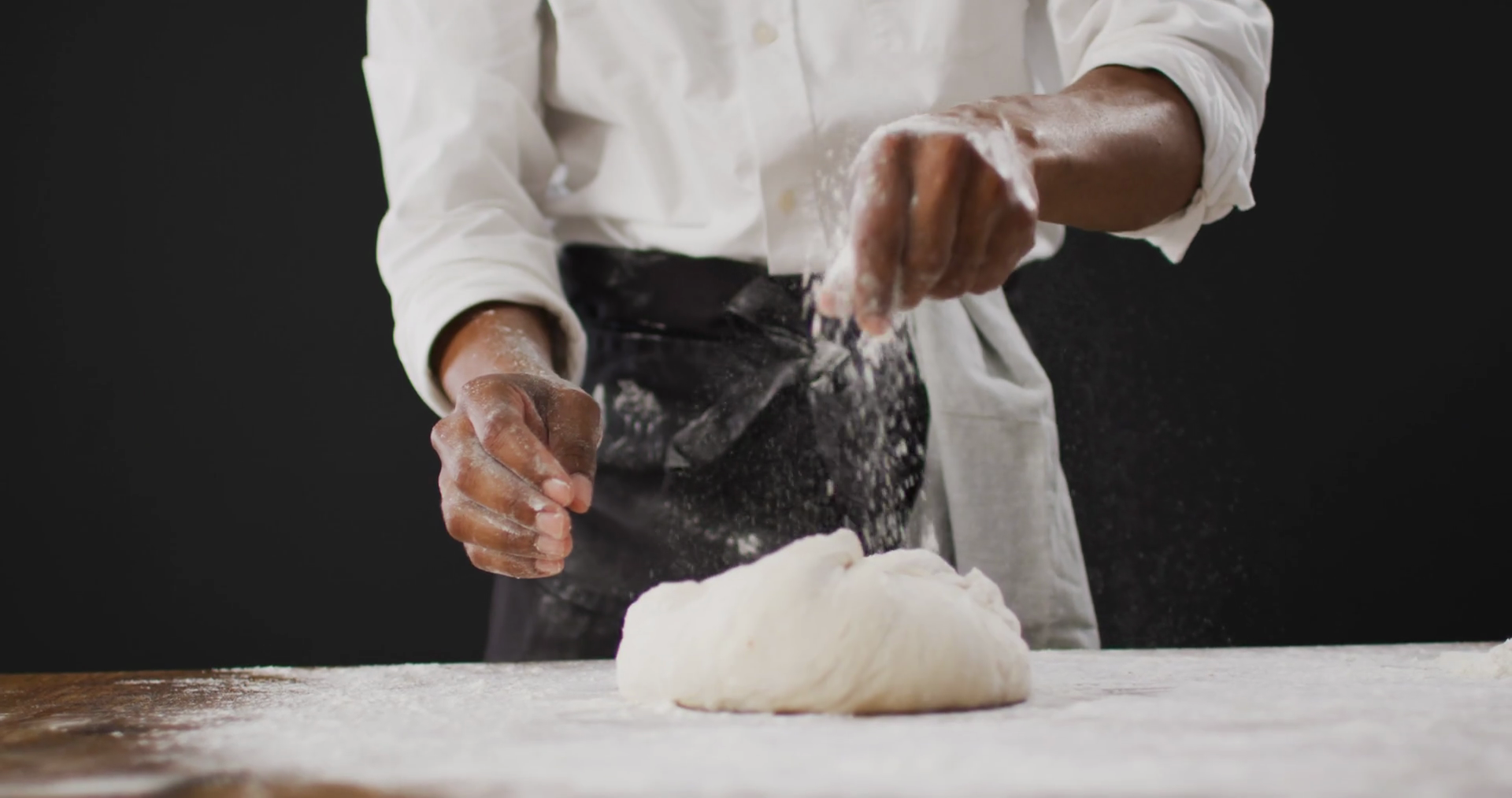 Video Of Cook Throwing Flour On Table On Stock Footage SBV-348606859 ...