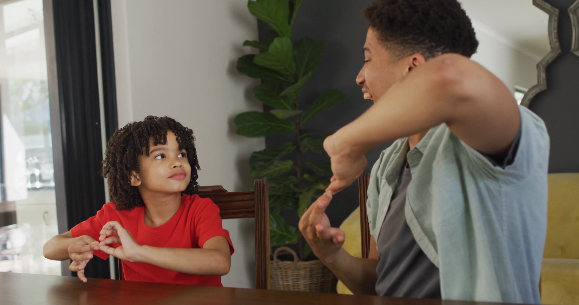 Happy Biracial Man Son Using Sign Language Stock Footage SBV-348606868 ...