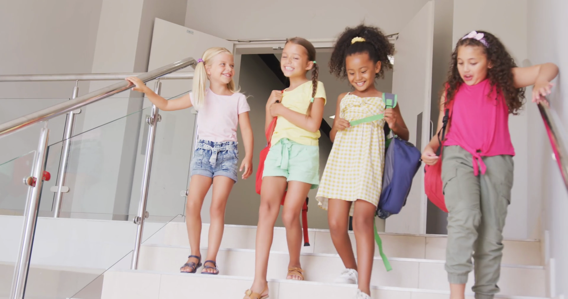 Video Of Happy Diverse Girls Walking Stock Footage SBV-348458464 ...