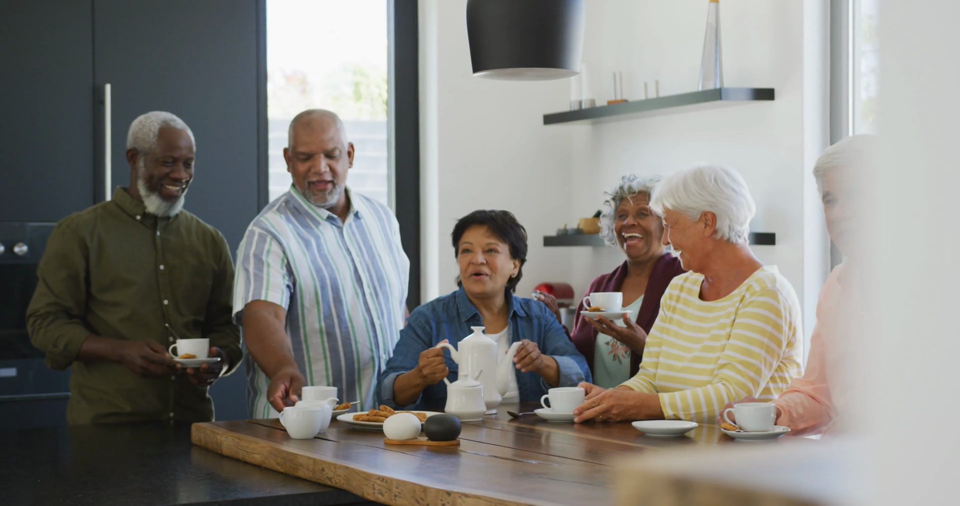 Happy Senior Diverse People Drinking Tea At Stock Footage SBV-348458560 ...
