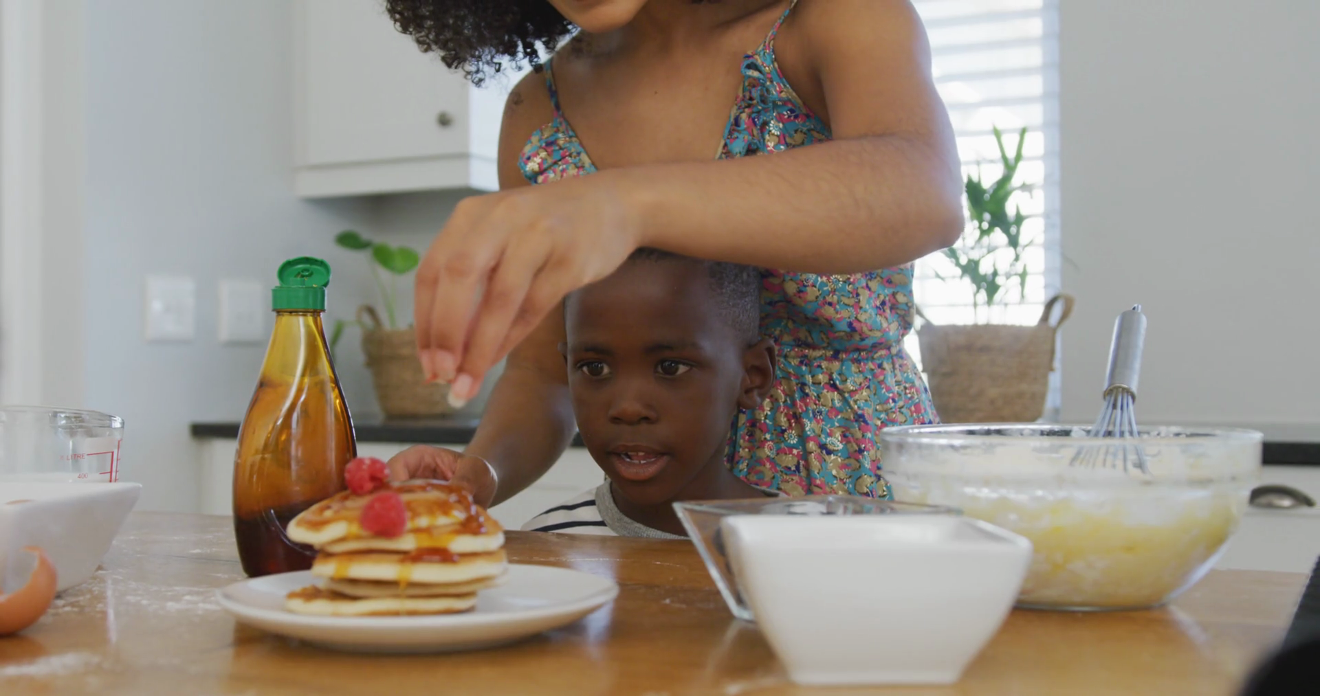 Video Of African American Mother Son Cooking Stock Footage SBV ...