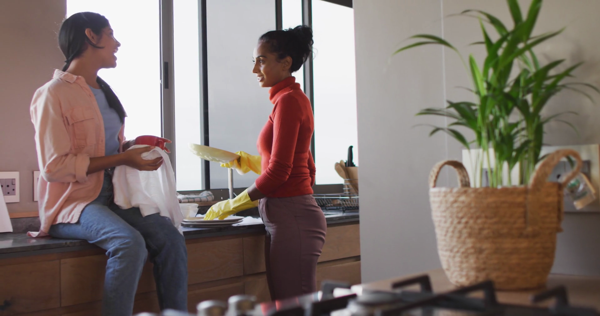 Video Of Diverse Female Friends Washing Stock Footage SBV-348517860 ...