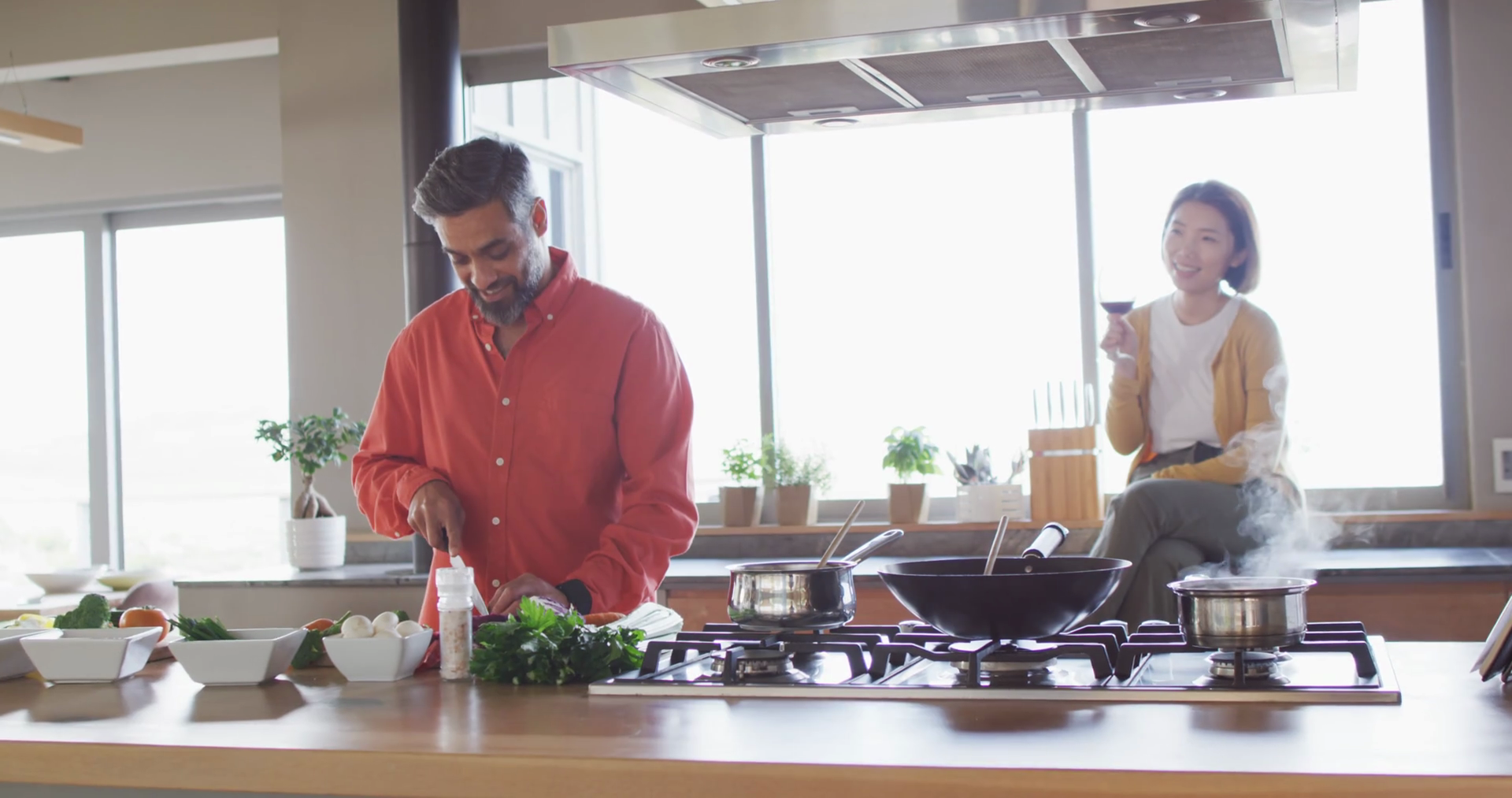 Happy Diverse Couple Cooking Together Stock Footage SBV-348442346 ...
