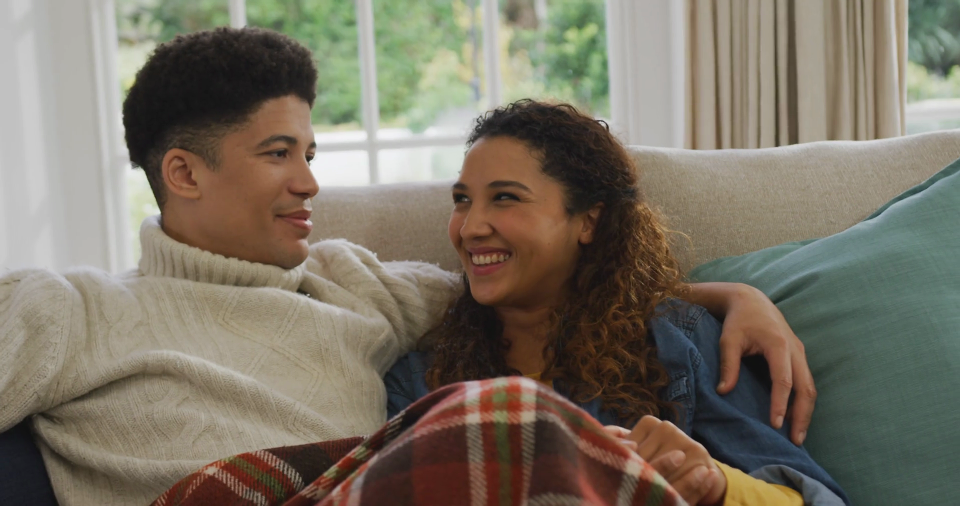 Video Of Happy Biracial Couple Siting On Stock Footage SBV-348473286 ...