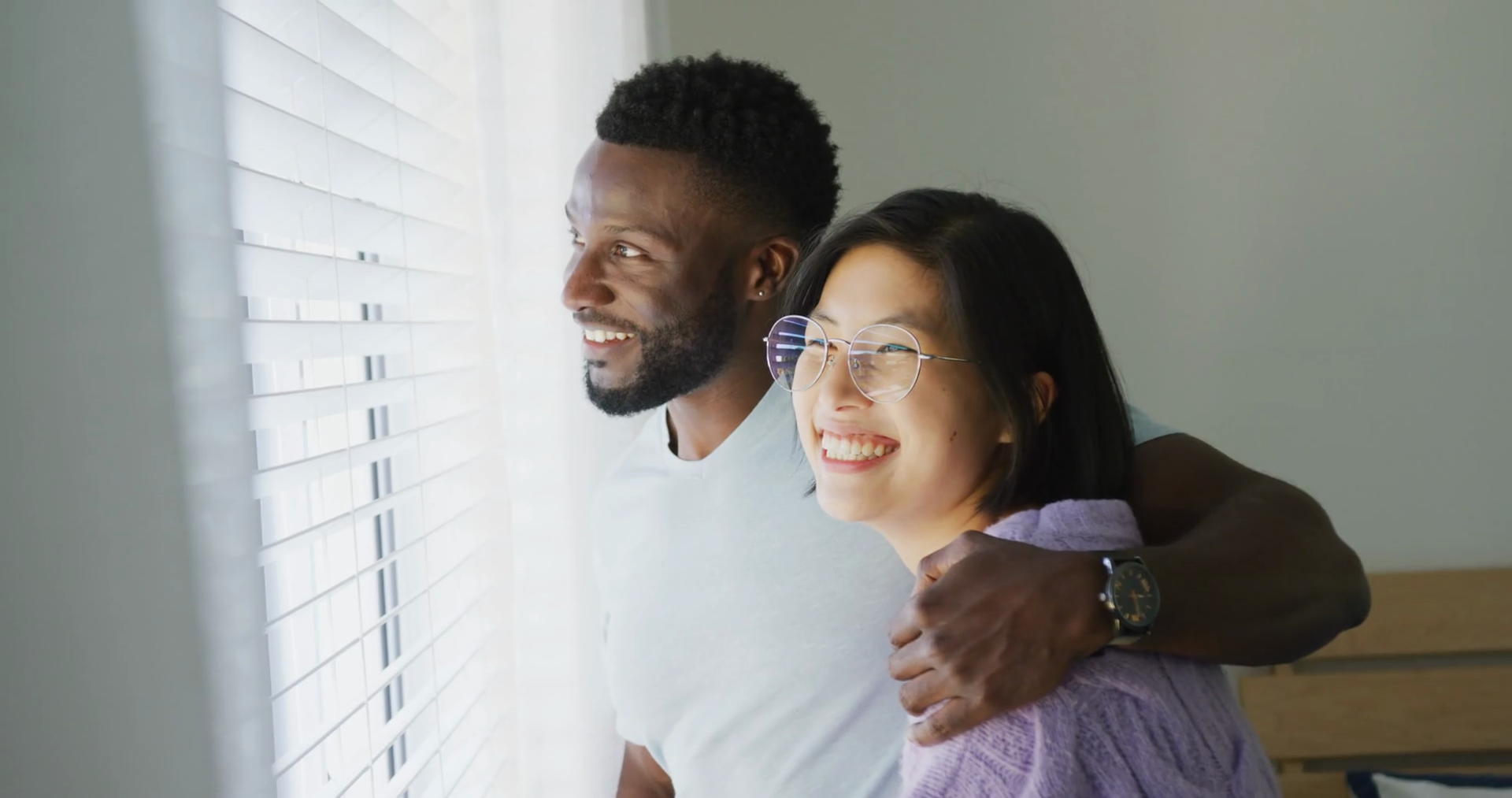 Happy Diverse Couple Embracing Looking Stock Footage SBV-348459271 ...