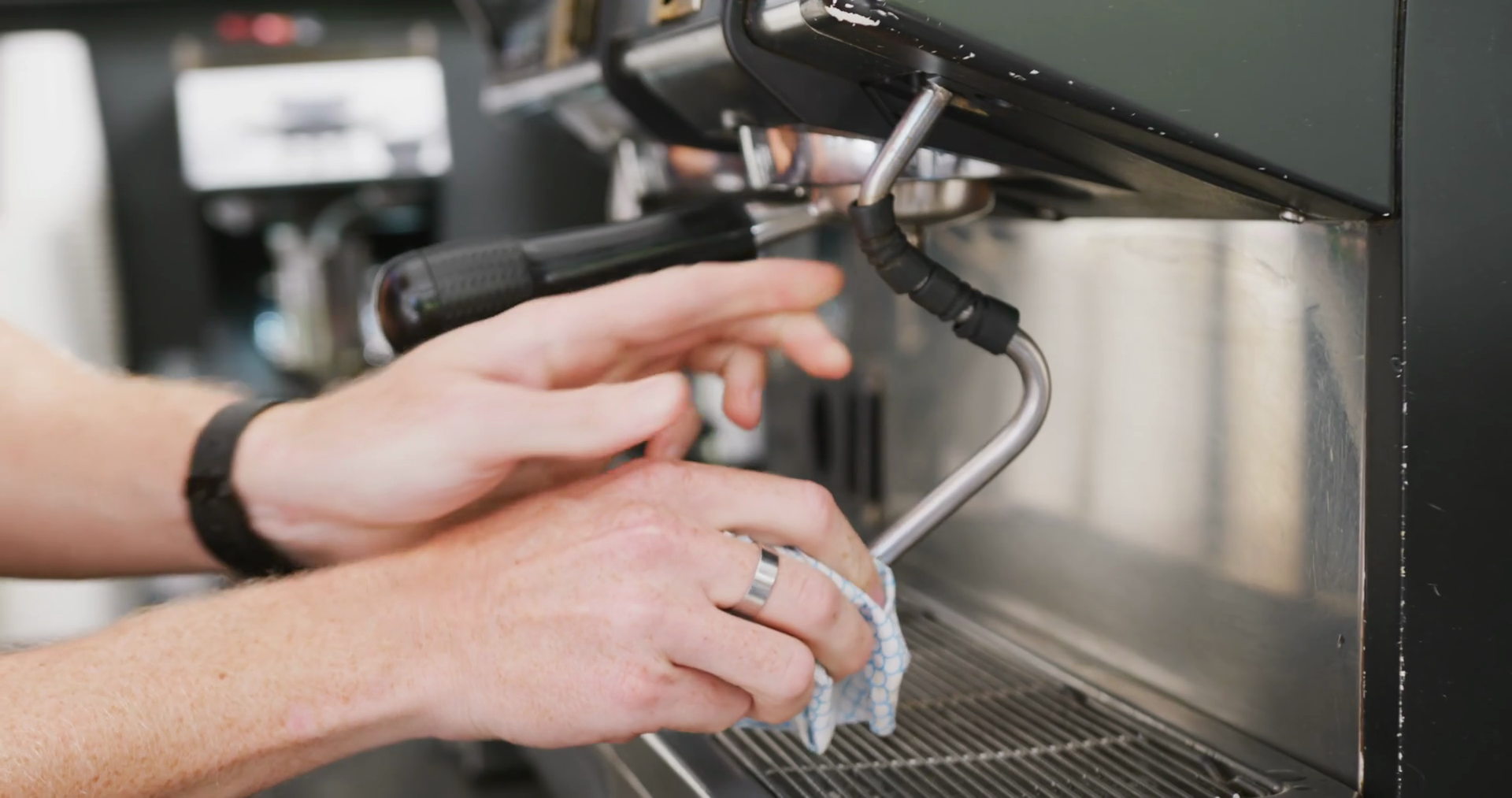 Hands Of Caucasian Male Barista Cleaning Stock Footage SBV-348518210 ...
