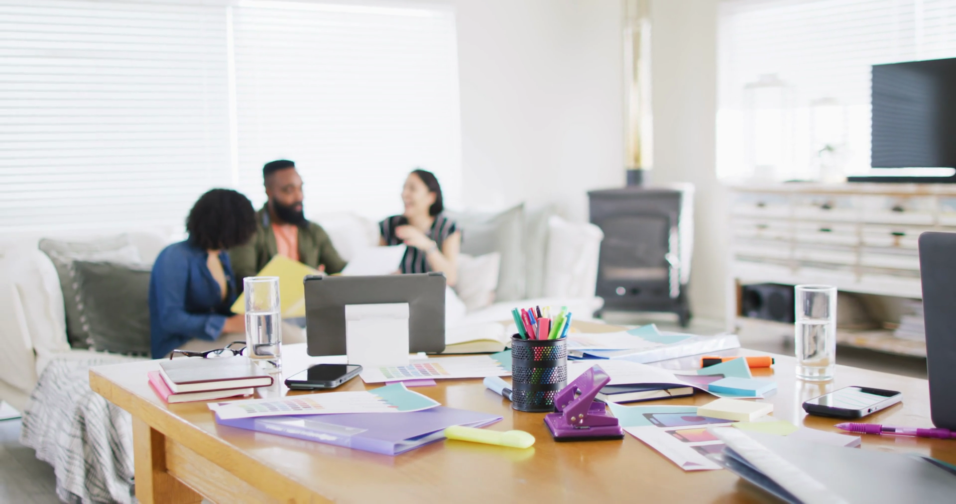 Busy Desk Diverse Friends Working Together Stock Footage SBV-348630930 ...