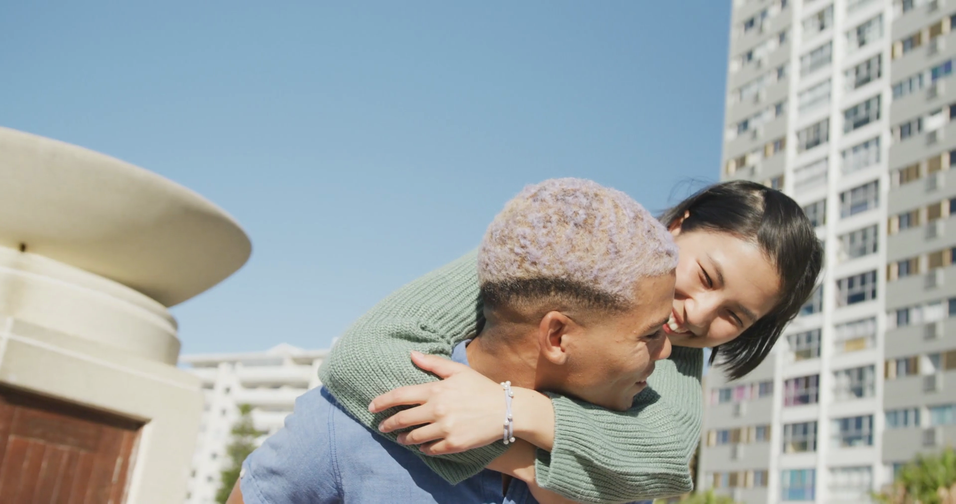 Happy Biracial Couple Embracing On Promenade Stock Footage SBV ...