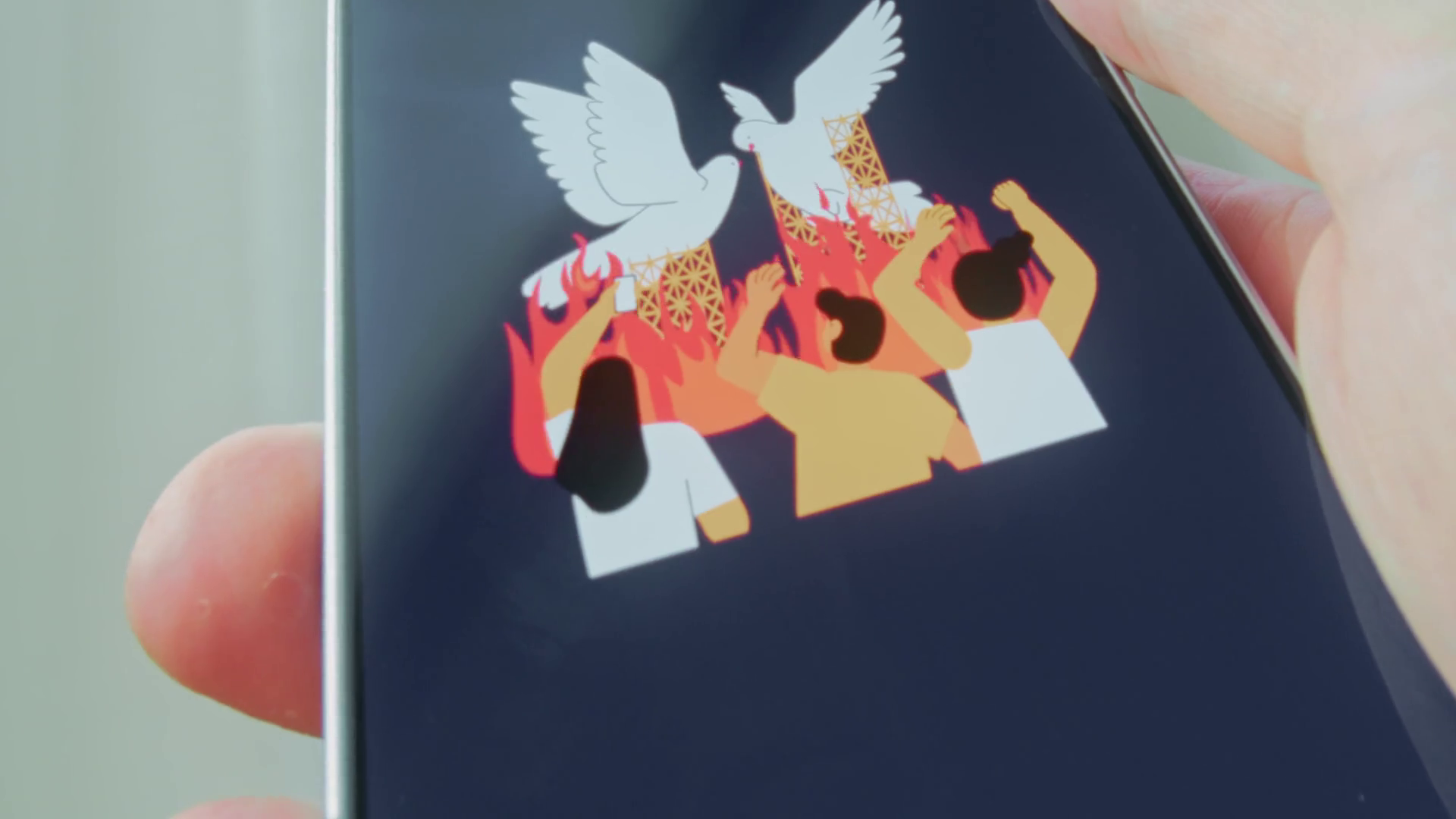 Two Dover Over Fire Flames People Watching Stock Footage SBV-352512275 ...