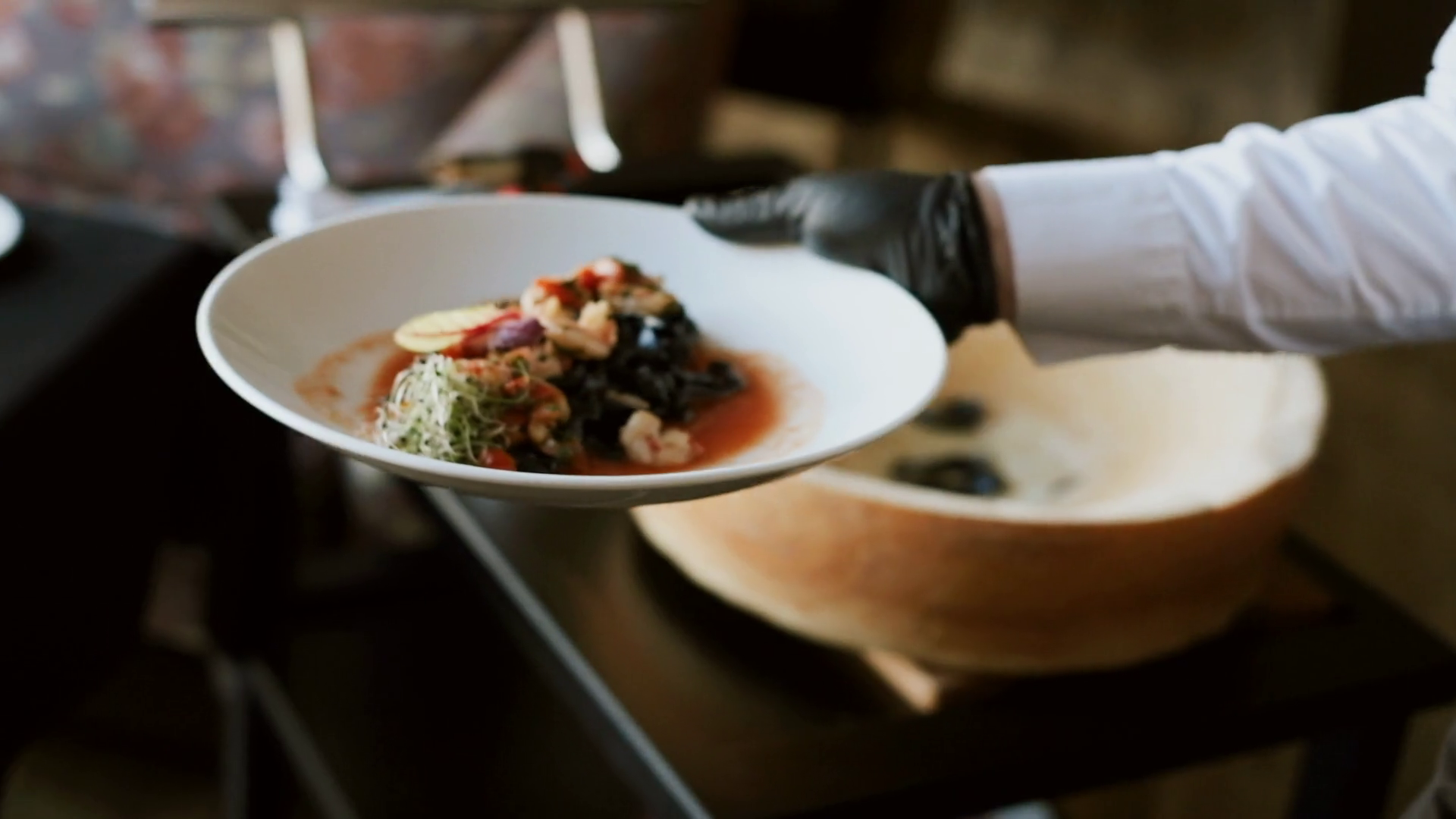 Close-up Of Food Garnishing In White Plate Stock Footage SBV-337770406 ...