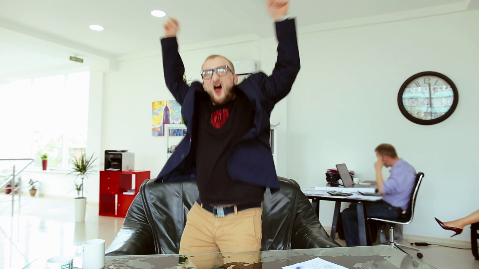 Happy Businessman Is Dancing Victory Dance Stock Footage SBV-330673812 ...