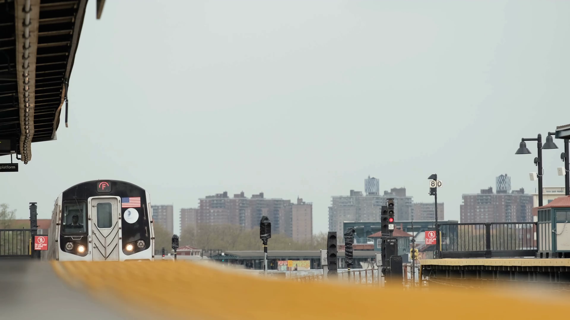 Image Of American Flag On A Train. Train Stop At The Station. New York ...