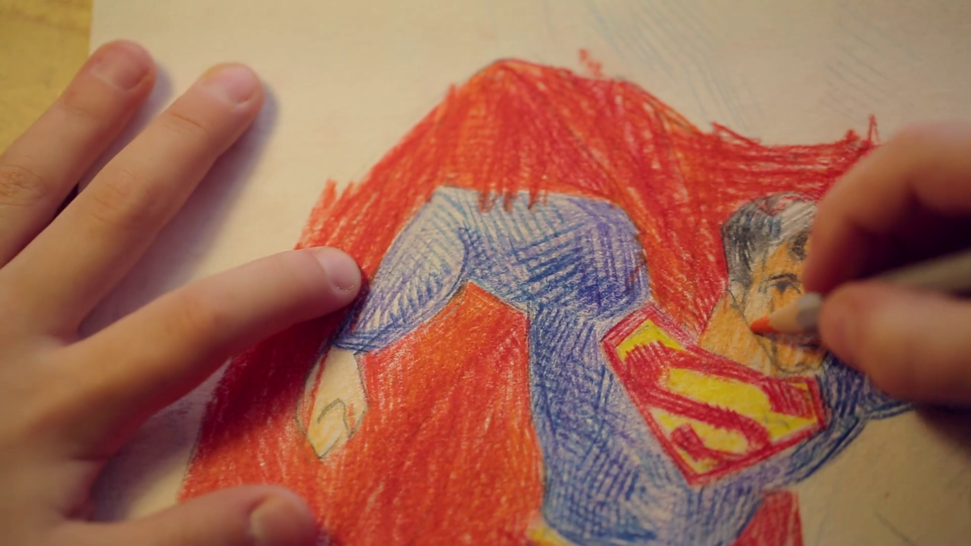 Child Draws Superhero Hands Drawing Close-up Stock Footage SBV ...