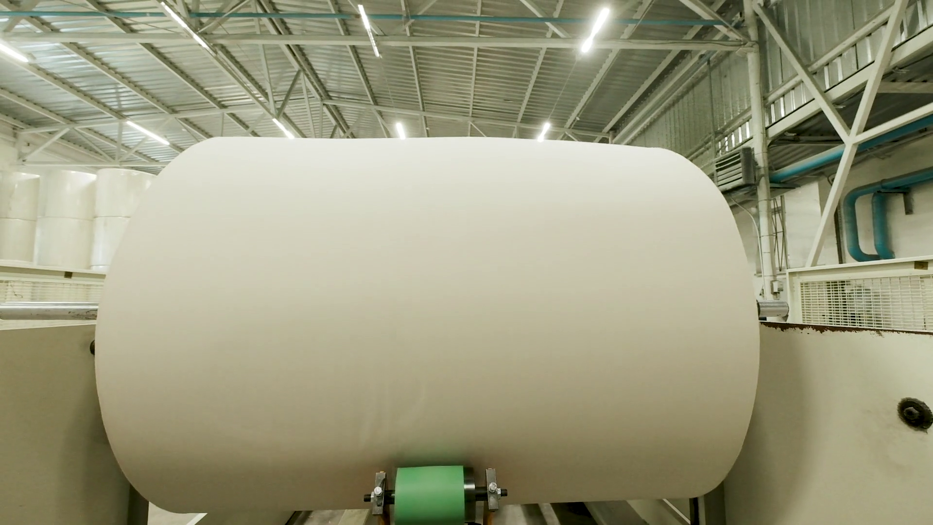 The Huge Roll Of The Paper Is Reeled. Paper Factory. Stock Video ...