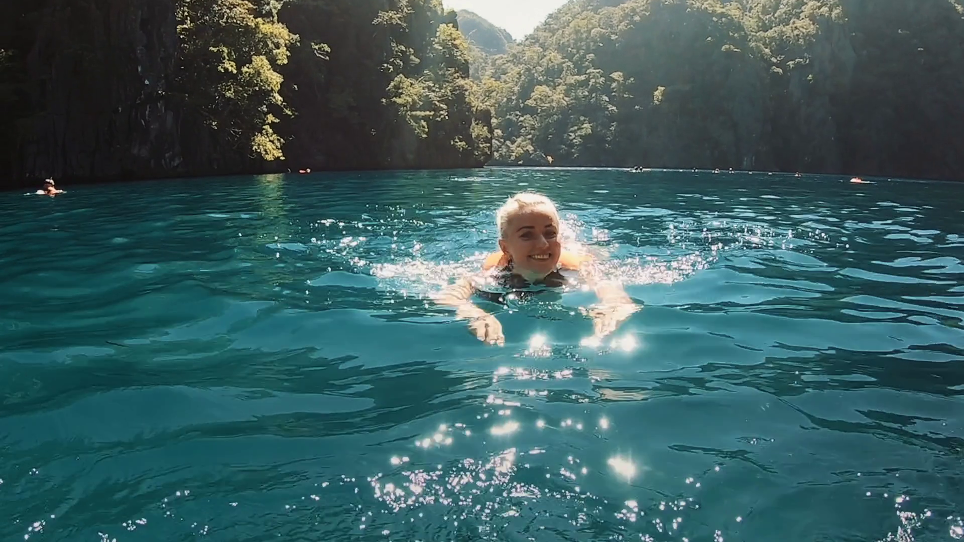Woman Swimming In Southeast Asian Lake Stock Footage SBV-336563796 ...