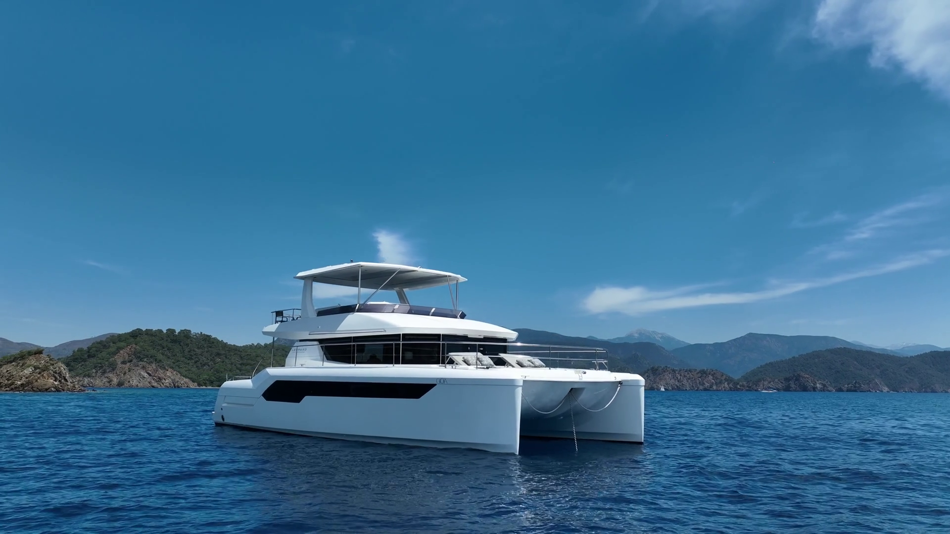 Power Yacht Catamaran Cruising At Holiday Stock Footage SBV-352840832 ...