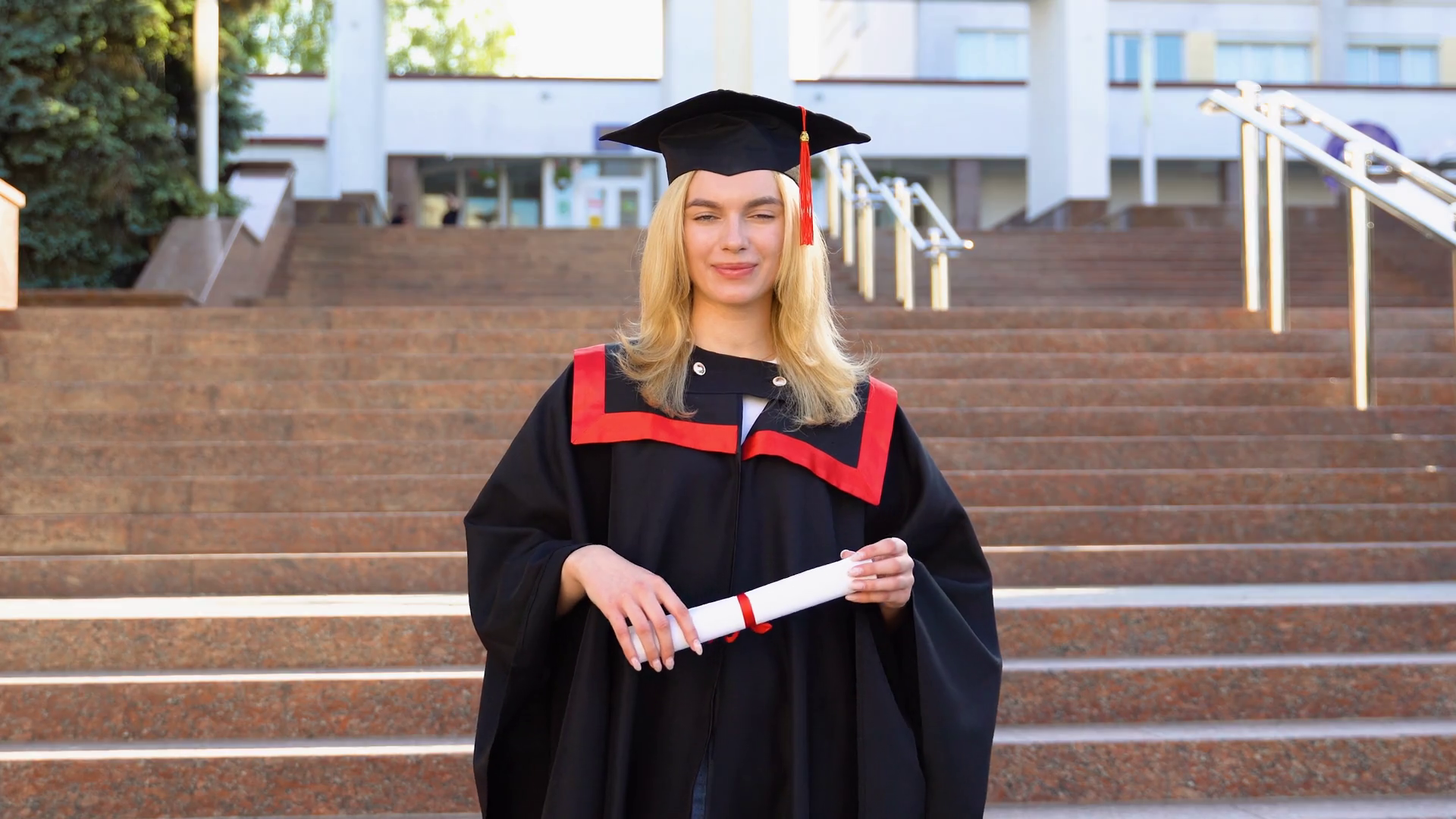 Beautiful Proud Student Girl Smiling In Stock Footage SBV-352790488 ...
