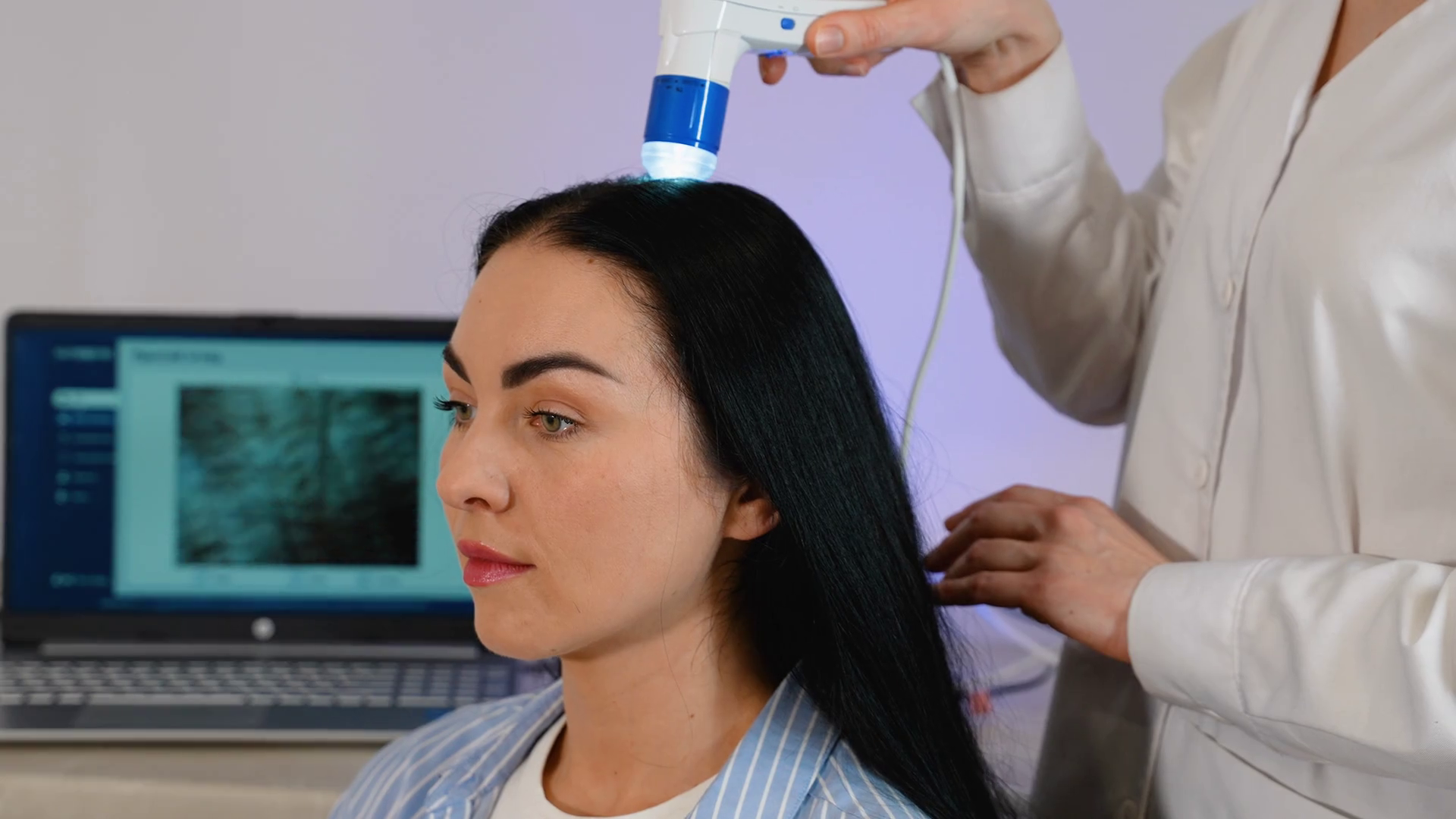 Woman With Hair Loss Undergoing Scalp At Stock Footage SBV-351889129 ...
