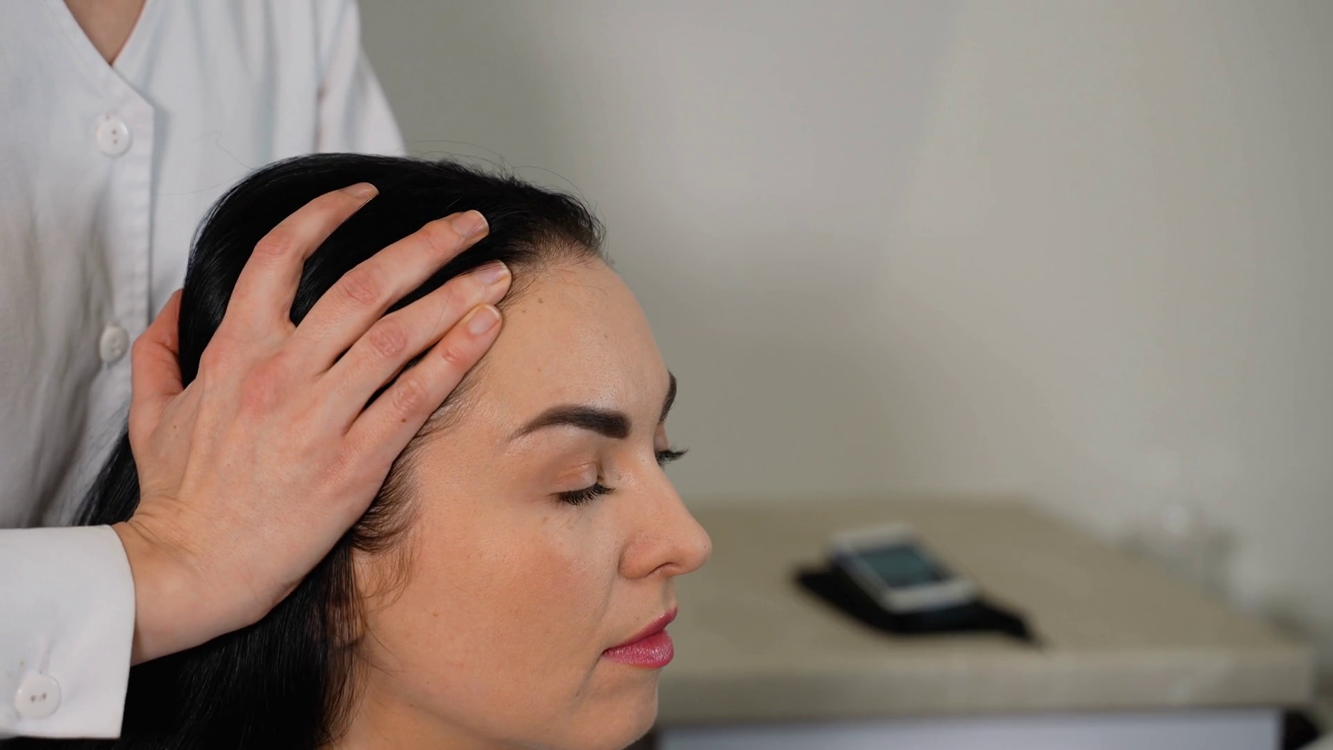 Trichologist Performing Scalp Woman Hair Stock Footage SBV-351889117 ...