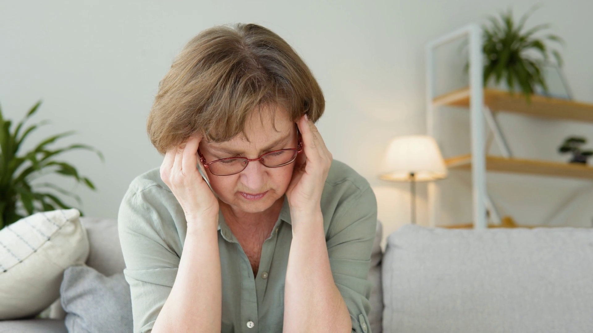 Stressed Senior Woman Suffering From Chronic Stock Footage SBV ...