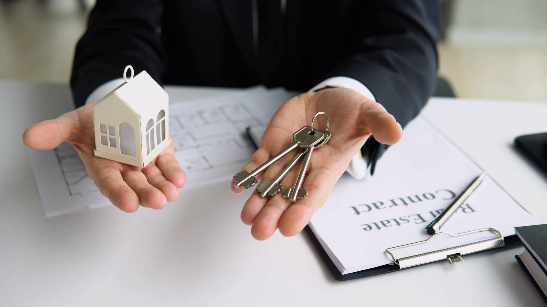 Close Up View Senior Realtor Broker Holding Stock Footage SBV-352644539 ...