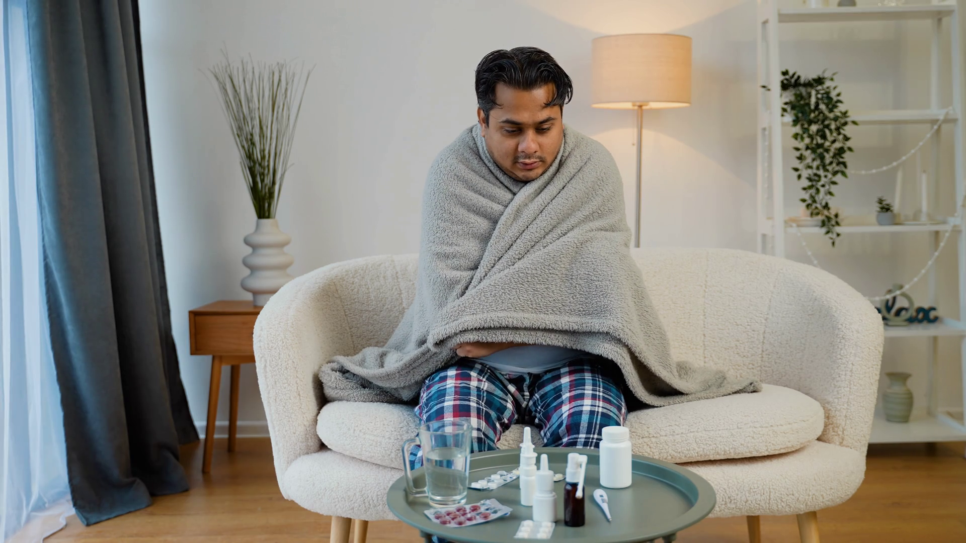 Indian Sick Man With Flu Fever Headache Stock Footage SBV-352931224 ...